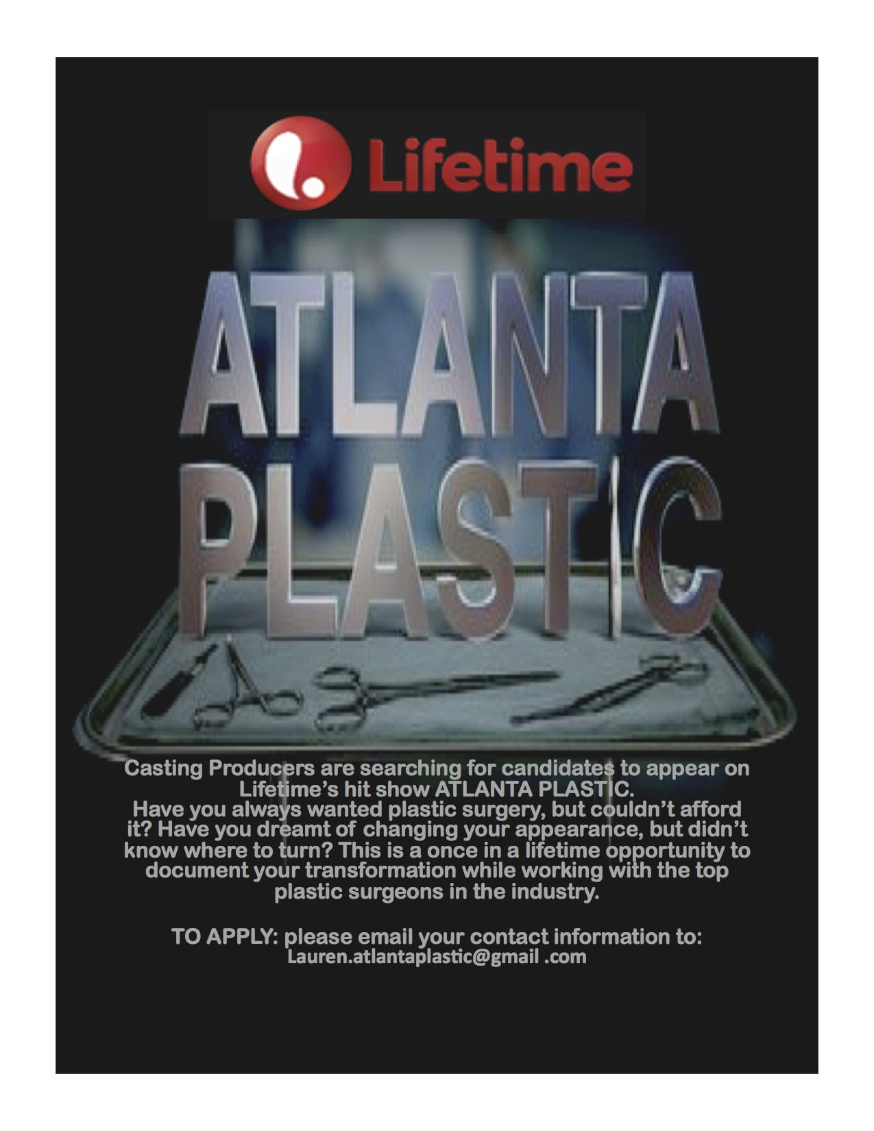 Atlanta Plastic Casting Call Nationwide