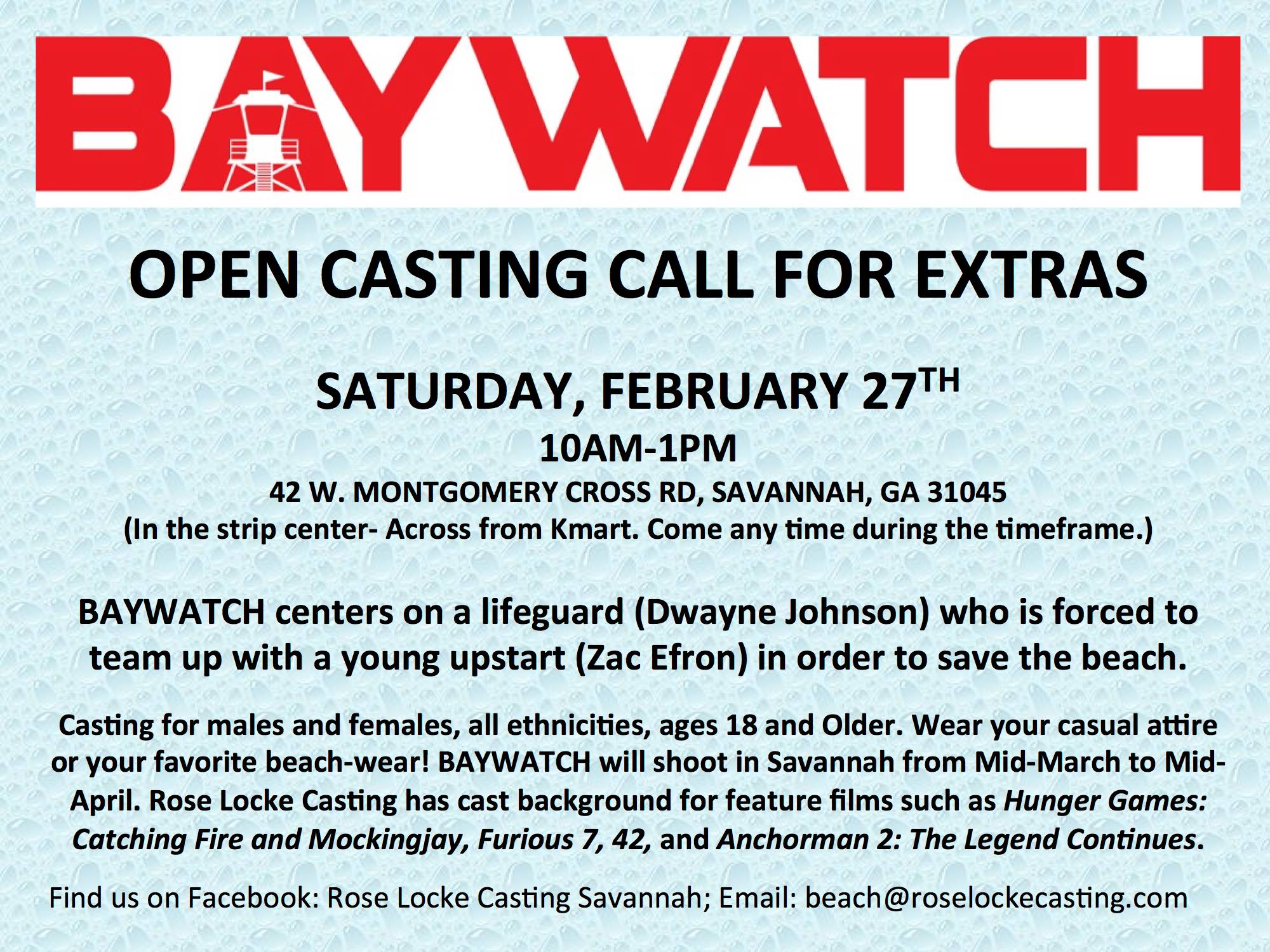 Open Casting Call Coming Up for “Baywatch” Movie in GA