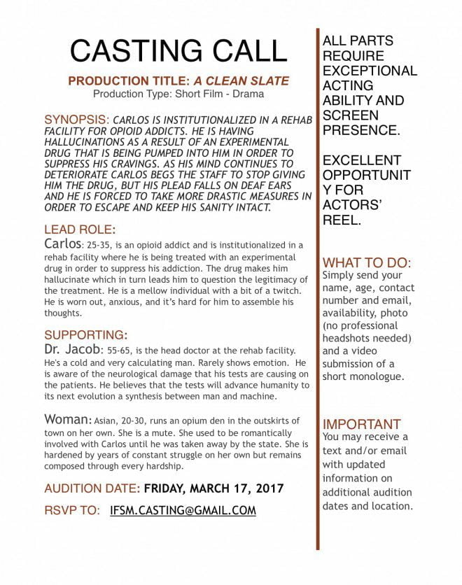 Casting Lead and Supporting Roles for Student Film Project in Miami ...