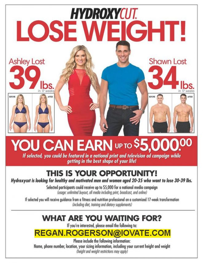 Casting Call in Oakville, Ontario Canada for Hydroxycut TV Commercial
