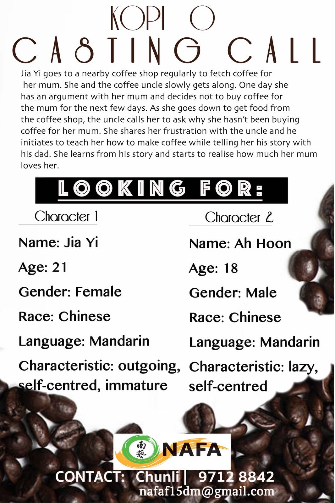 Casting Call in Singapore for NAFA Student Film Project Roles