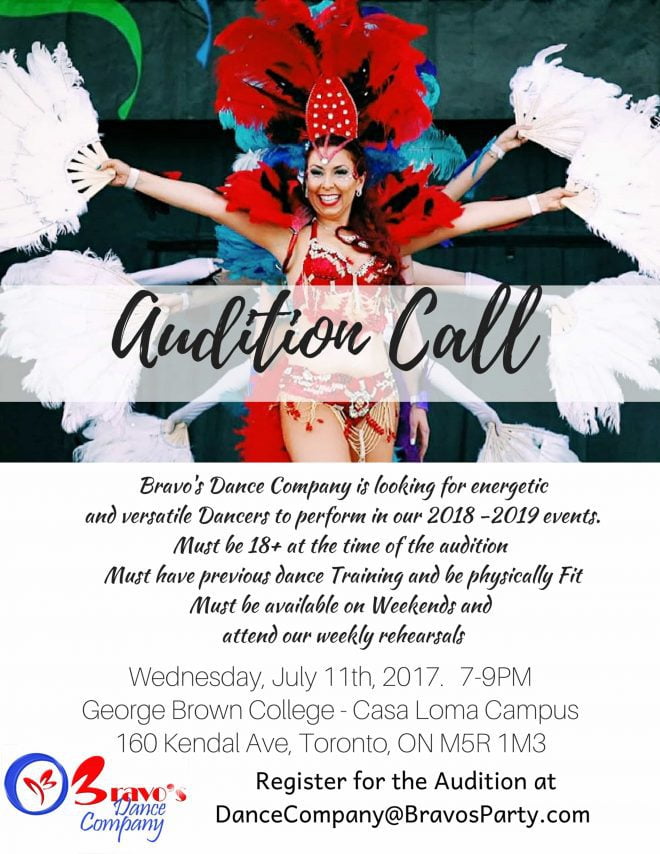 Dancer Auditions in Toronto for Bravo Dance Company