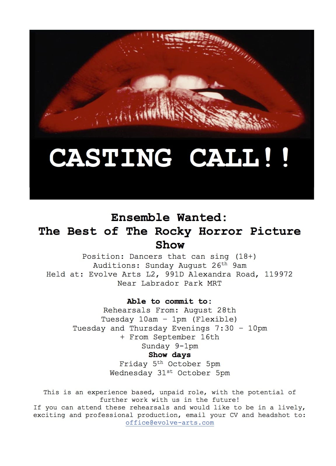 Open Casting Call in Singapore for “The Best of the Rocky Horror ...