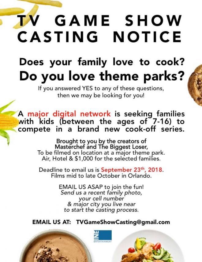 Casting Call Nationwide for Families That Love To Cook for New Cook-Off ...