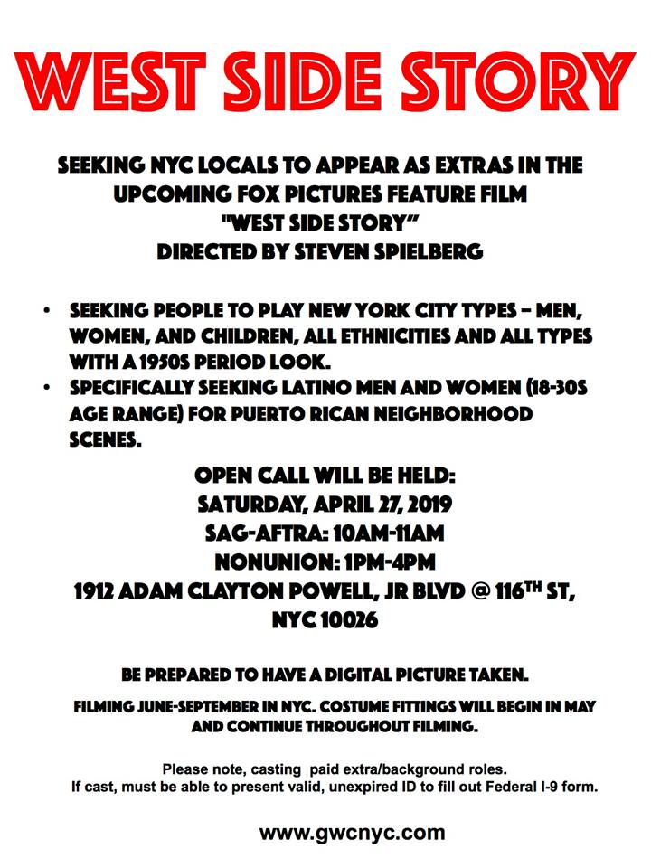 Open Casting Call For Extras In Nyc For Steven Spielbergs “west Side Story”