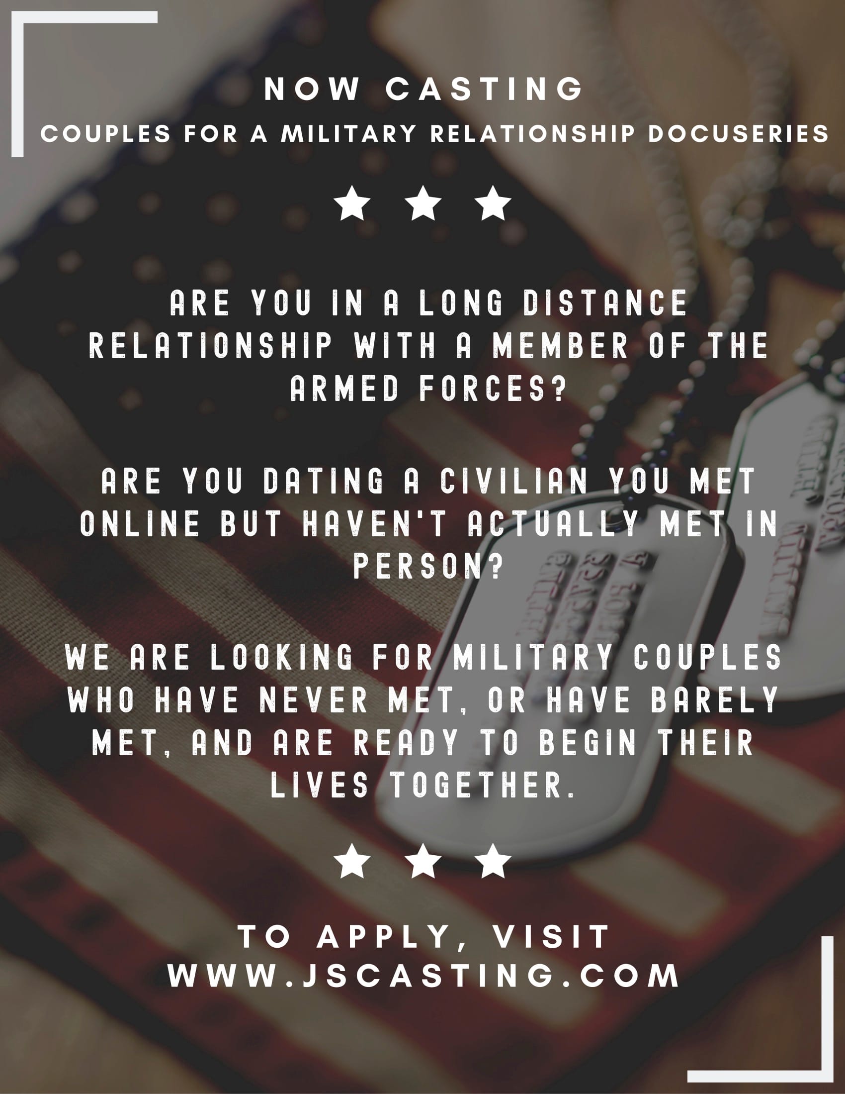 Now Casting Couples for a Military Relationship Docuseries