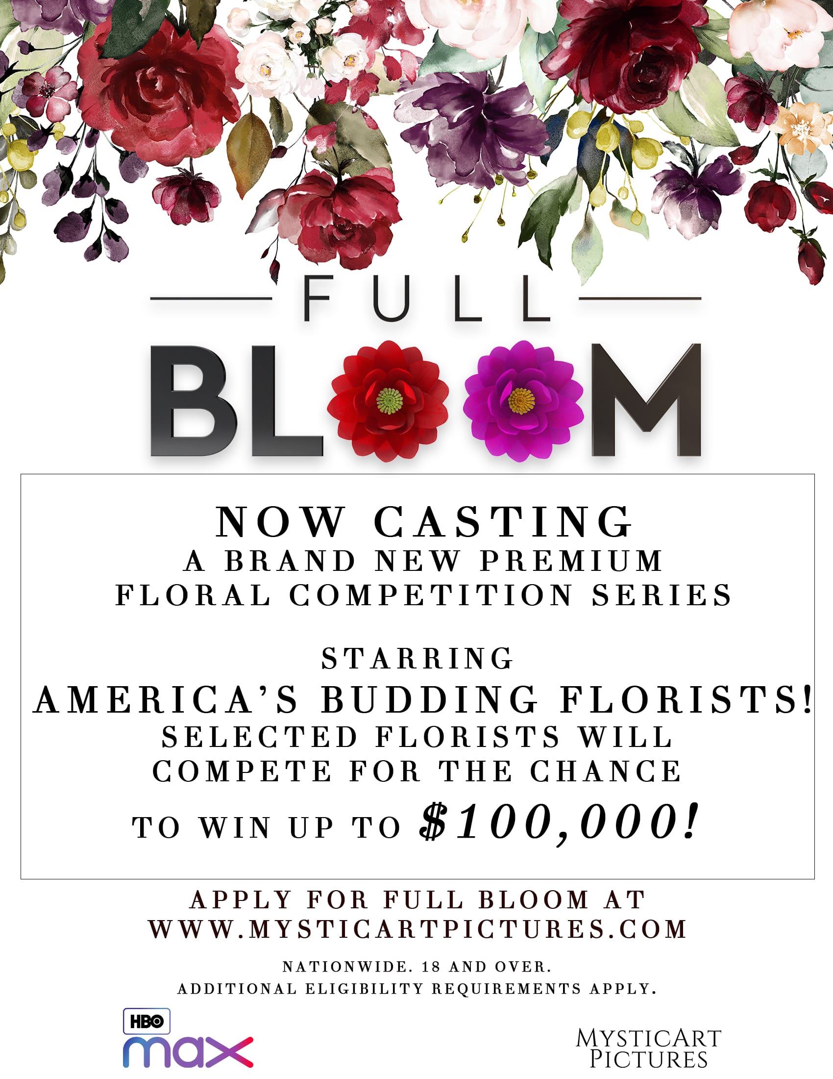 Auditions for Full Bloom, HBO Max New Floral Competition