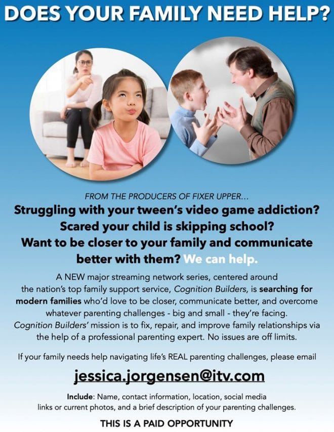 Casting Families That Need Help With Their Kids – Auditions Free