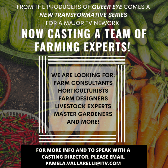 Casting Farmers and Experts at Farming for New ITV Show