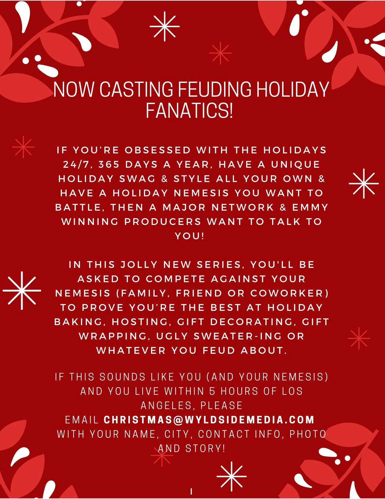 Los Angeles Area Casting Call for People Obsessed With The Holidays