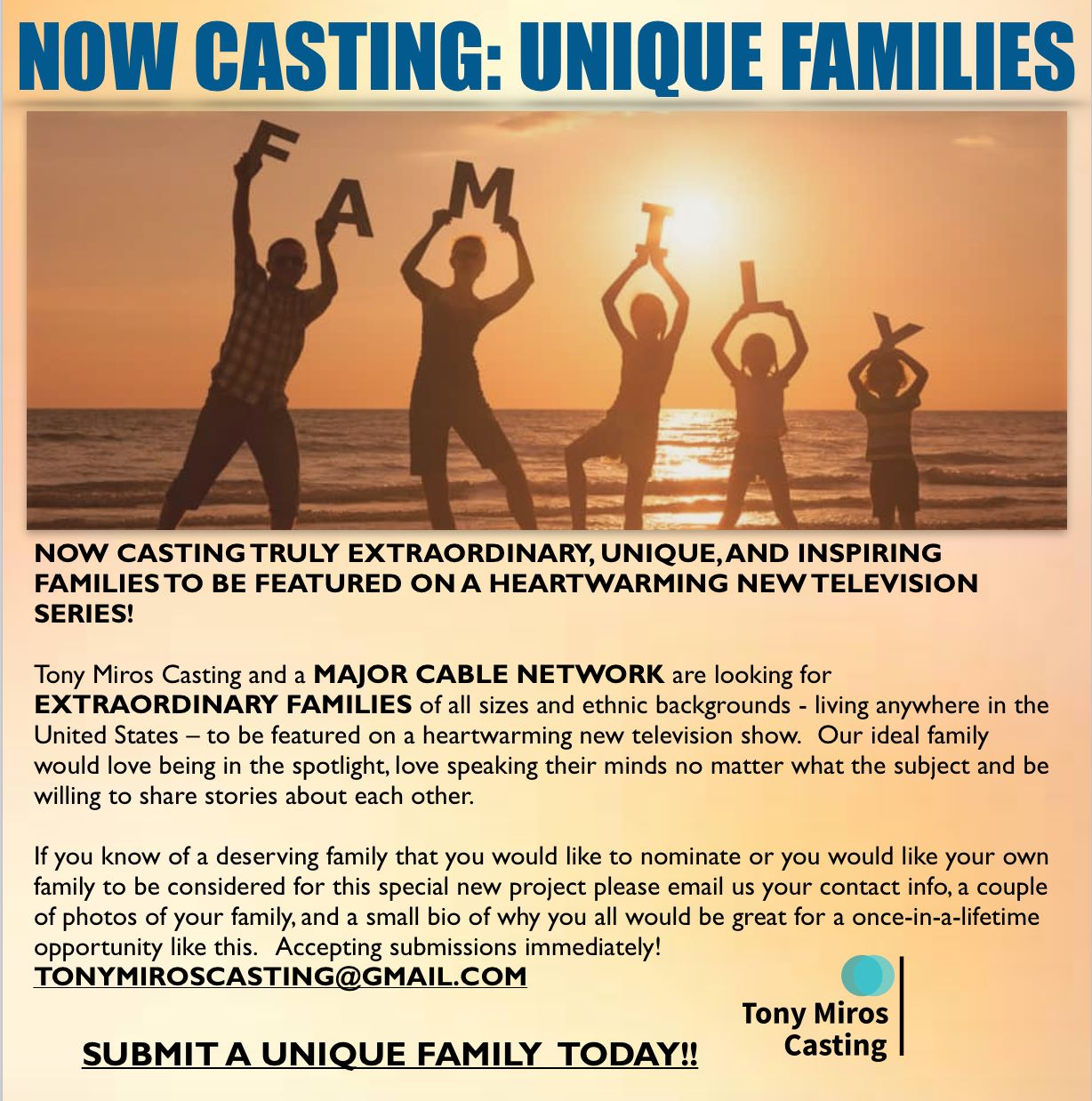 Casting Unique Families To Be On A Major Cable Network Television Show