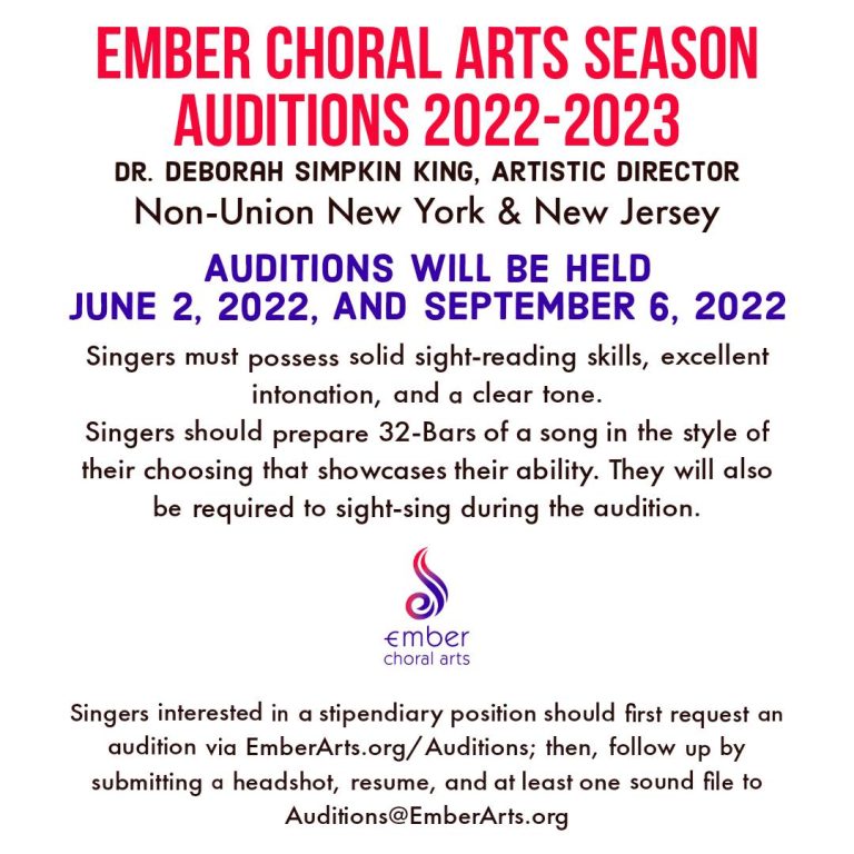 Ember Choral in New York Holding Singer Auditions for 2022 / 2023