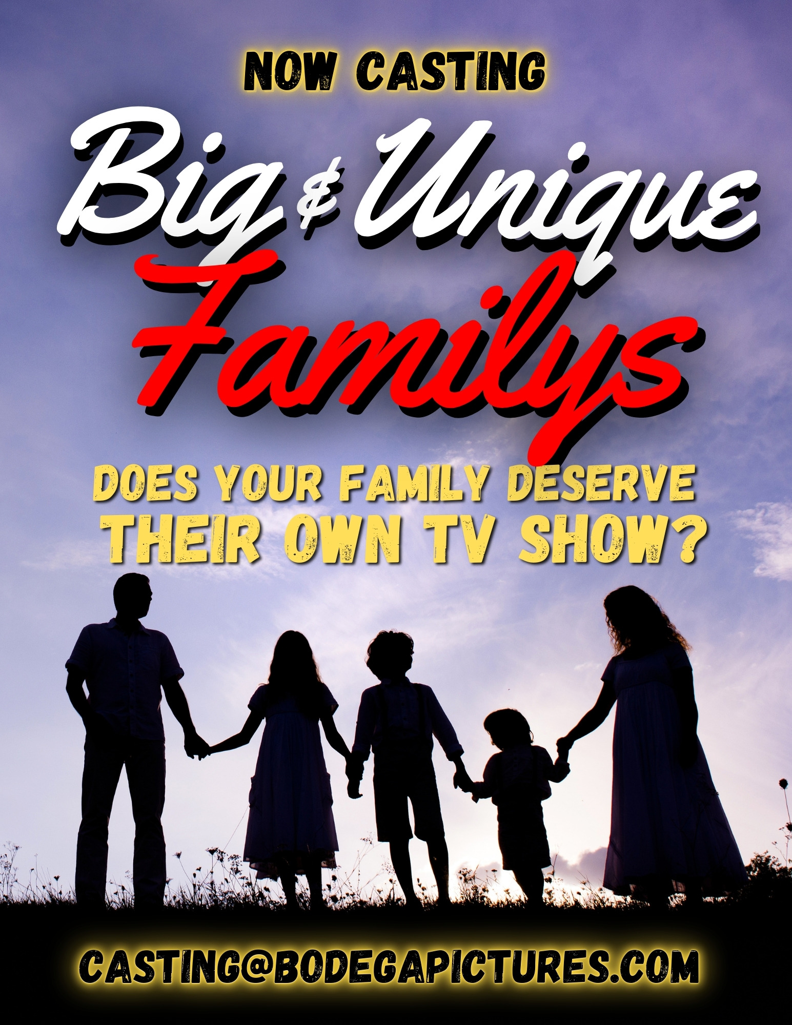 Casting Call For Big And Unique Families Nationwide