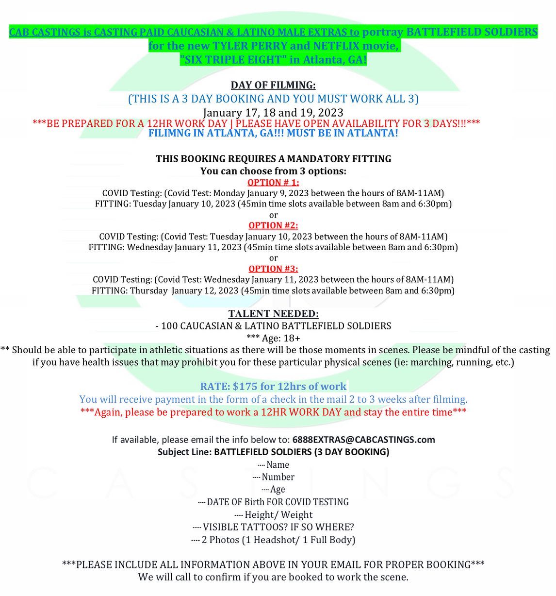 Tyler Perry Movie “6888” Casting Call in Georgia – Six Triple Eight ...