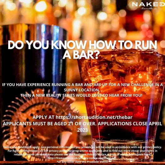 Reality Show Casting Experienced Bar Managers, Nationwide Reality Show Casting Experienced Bar Managers, Nationwide