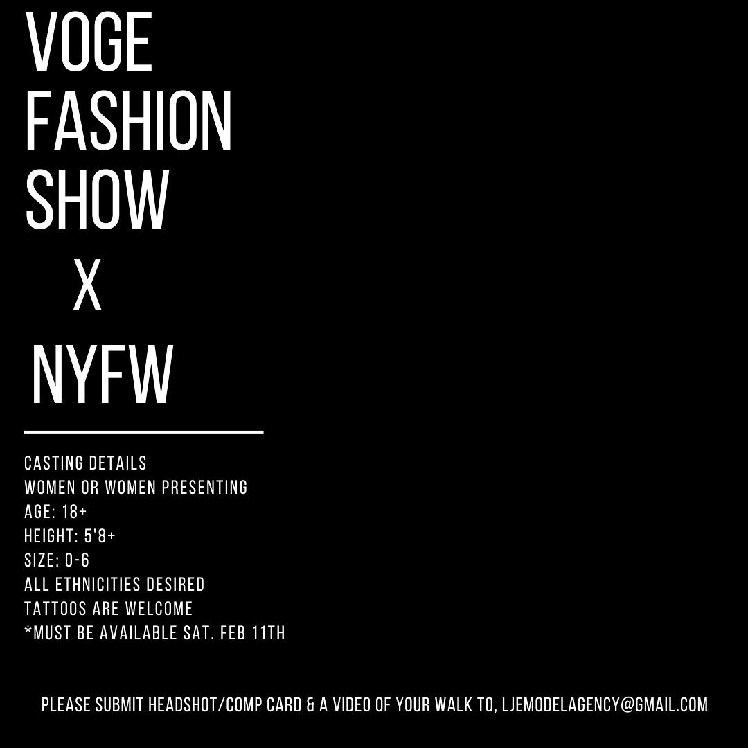 Model Casting for Fashion Show in New York Model Casting for Fashion Show in New York