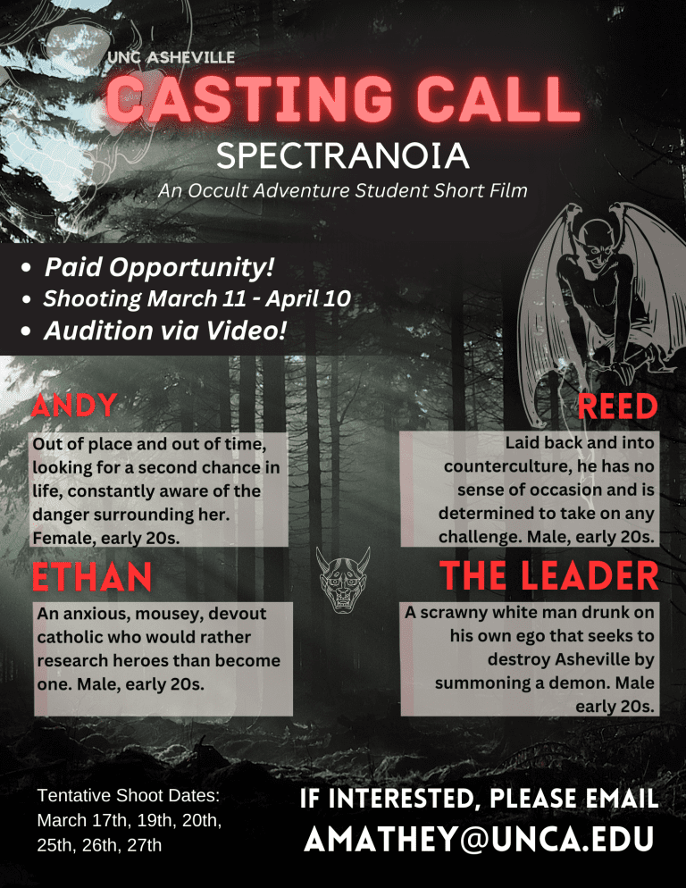 Casting Speaking Roles for an Indie Film "Spectranoia" in Asheville, NC