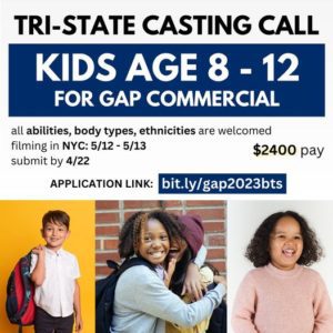 GAP Kids Casting Call 2023 in NYC