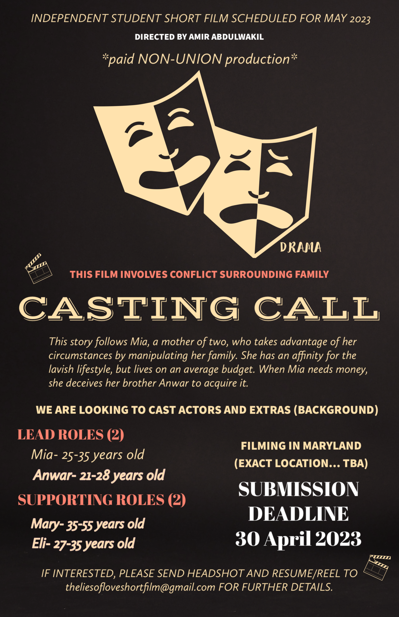 Maryland Student Film Project Seels Actress for Short Movie “Lies of ...