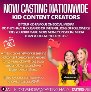 Casting Kids Who Are Social Media Content Creators