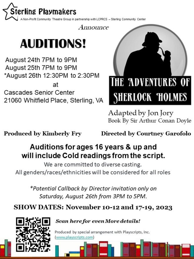 Theater Auditions in Sterling, VA for "The Adventures of Sherlock Holmes"