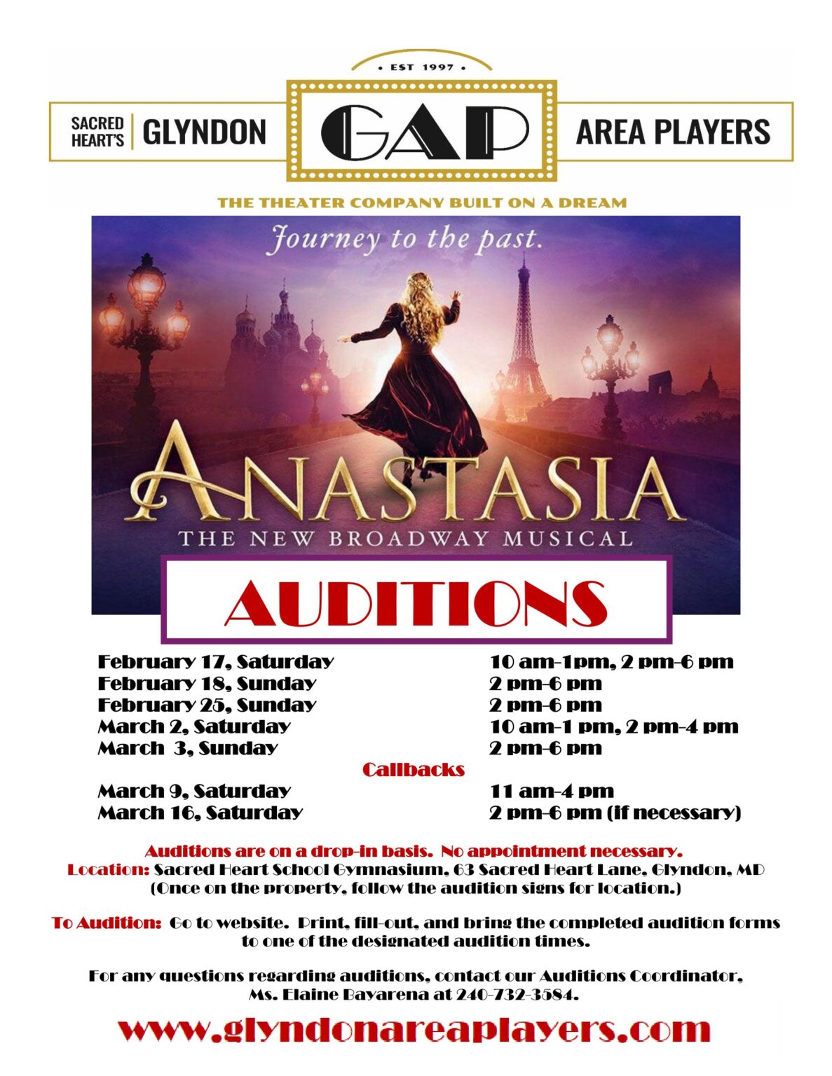 Theater Auditions in Baltimore, MD "Anastasia The Musical"