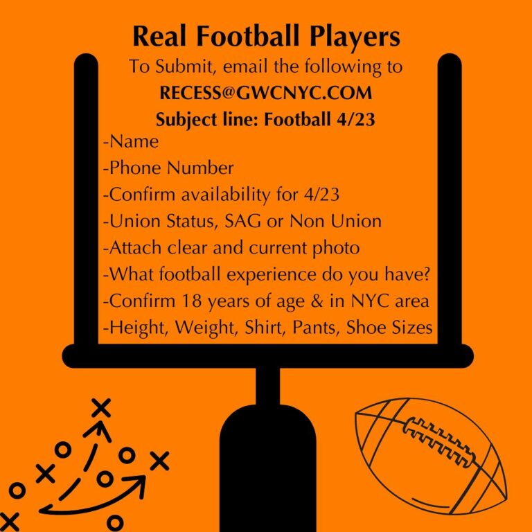 Football Players in New York for TV Series “Recess” – Auditions Free