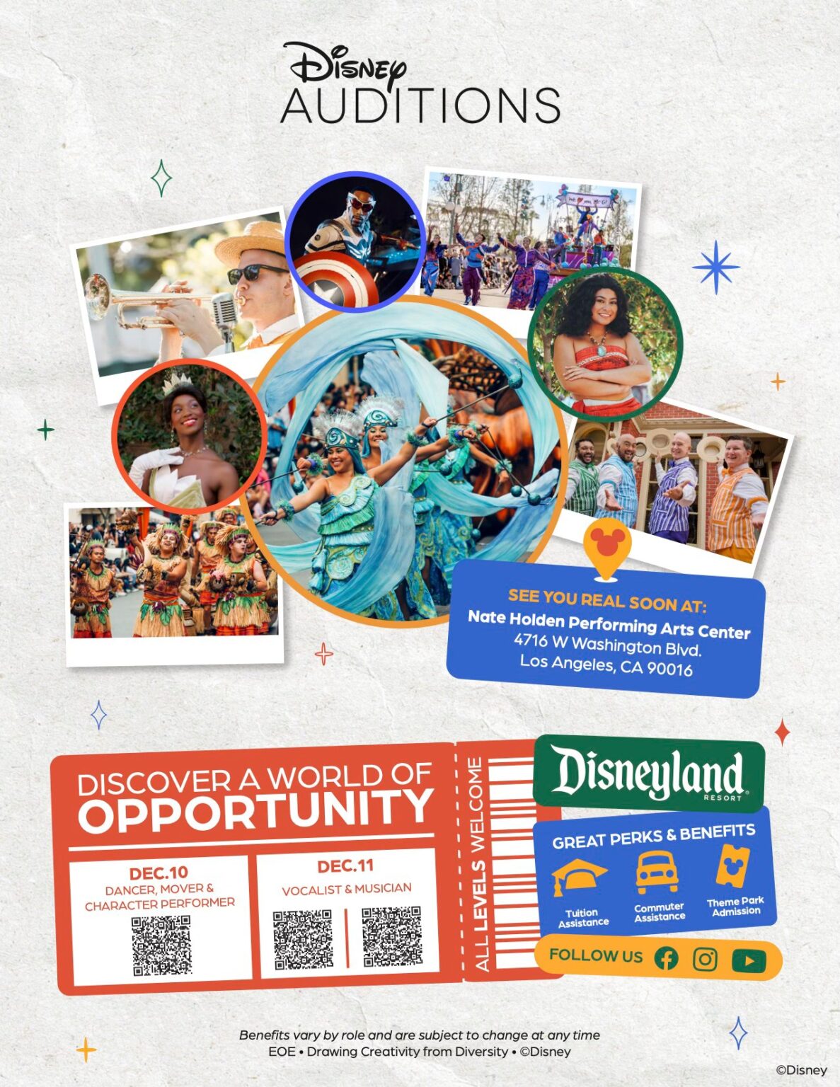 Disney Auditions in Los Angeles for Various Shows in Anaheim