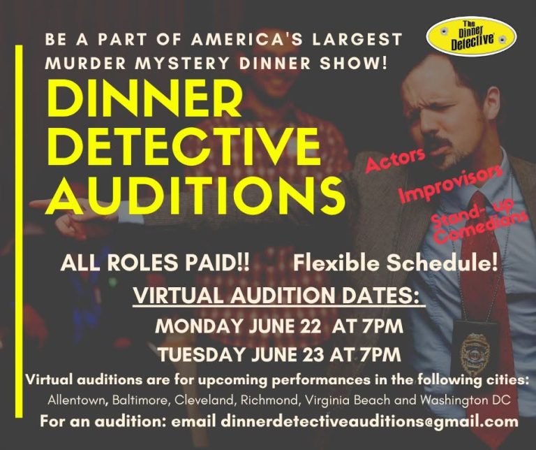 The Dinner Detective Holding Virtual Auditions - Paid Acting Job