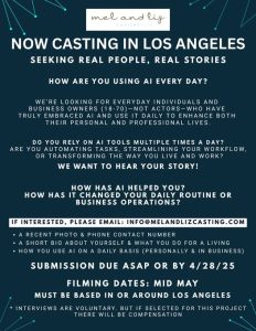 Los Angeles Casting Call For People Who Rely on AI