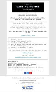 Nationwide Casting Call for People Using Zillow