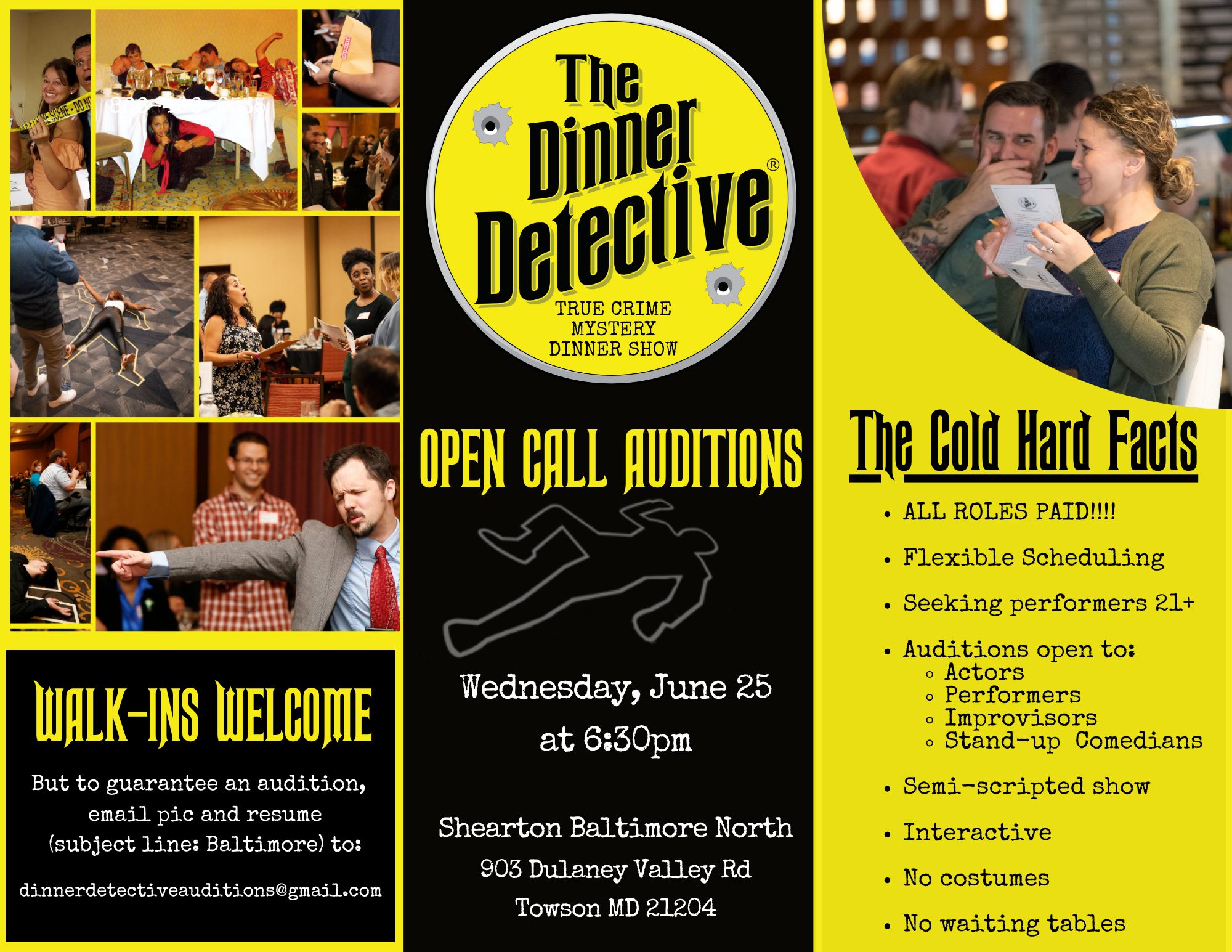 Acting Job for Murder Mystery Show in Baltimore, Maryland – Auditions Free