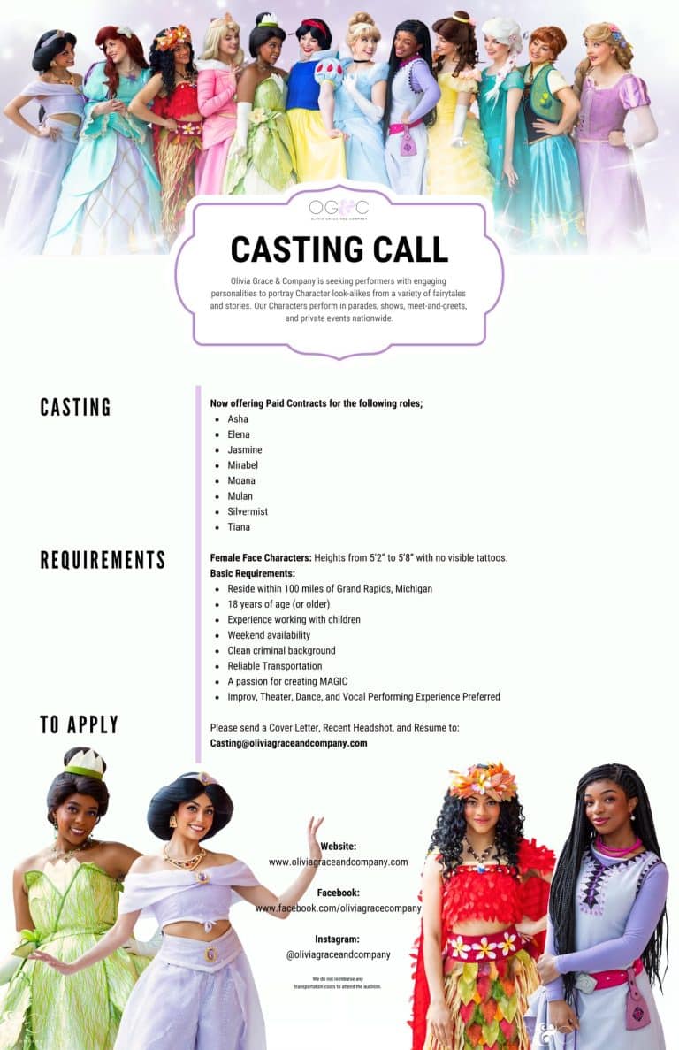 Job For Actors in Michigan - Disney Princess Events