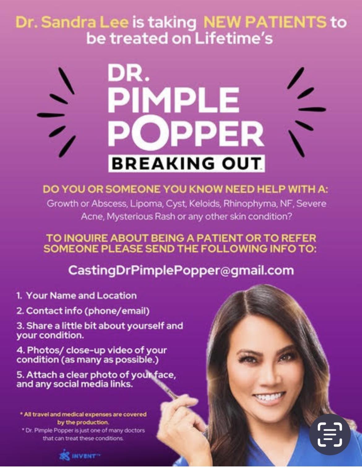 Get on Dr. Pimple Popper: Breaking Out in 2026, Casting Open
