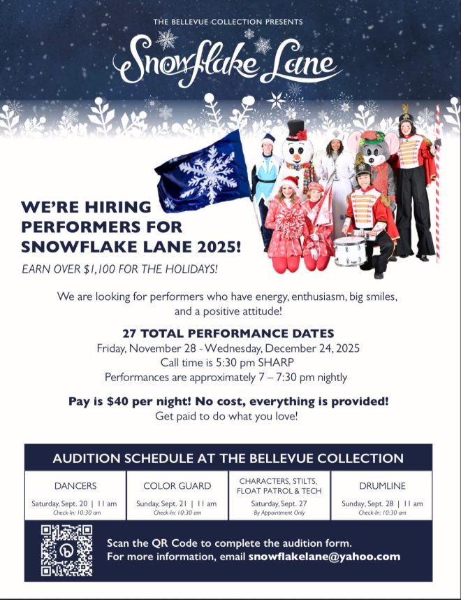 Snowflake Lane Now Hiring Performers in Bellevue, Washington