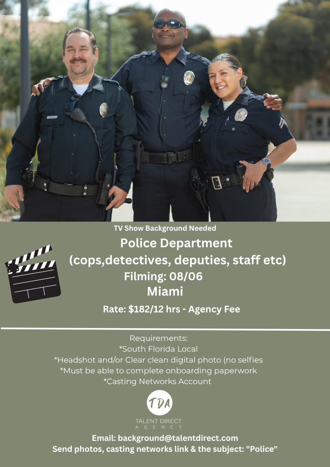 Background Actors in Miami To Play Police - Locals Only