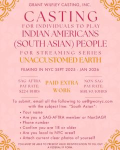 New Netflix Show "Unaccustomed Earth" Casting Extras in NY