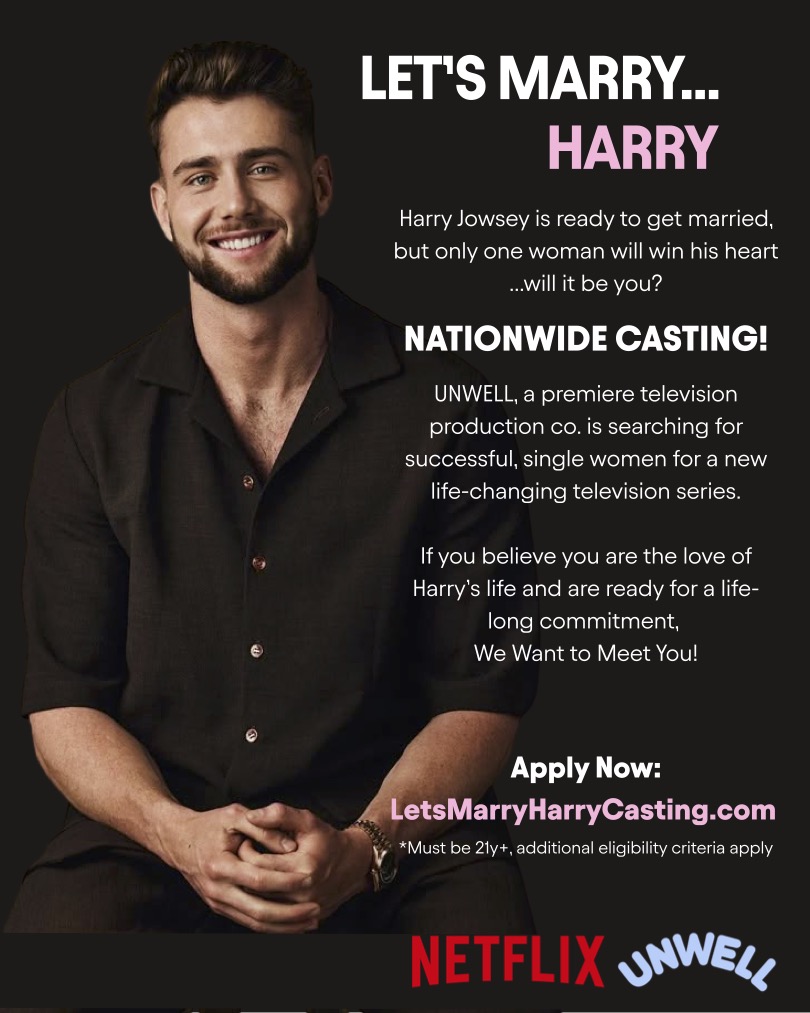 Nationwide Online Casting Netflix’s “Let’s Marry Harry” – Auditions Free