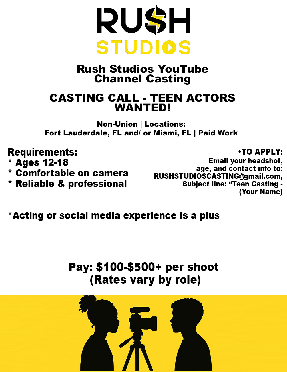 Casting Teens in Ft. Lauderdale, FL for YouTube Series - Paid