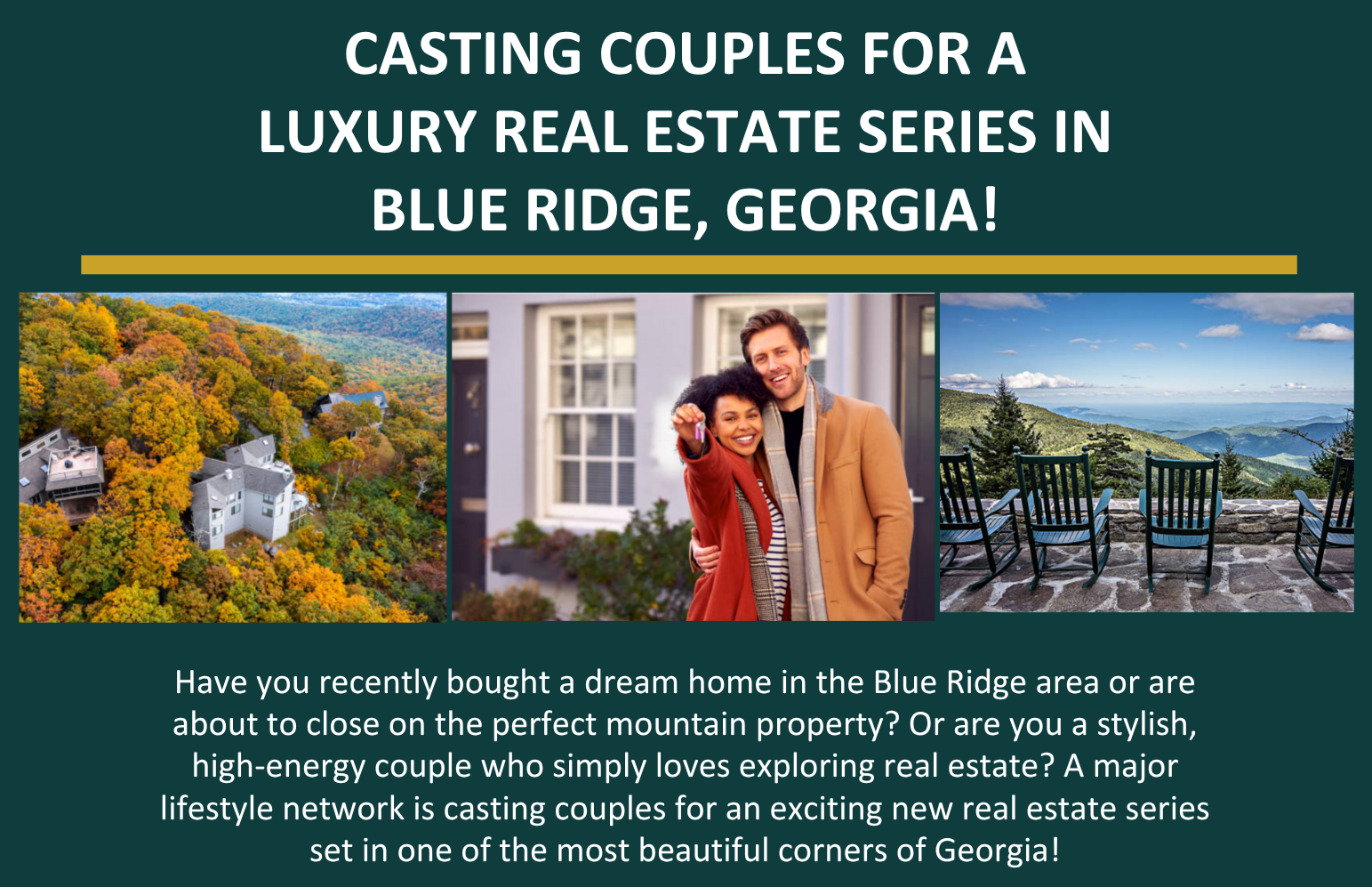 Real Estate Series Casting Couples in Georgia's Blue Ridge