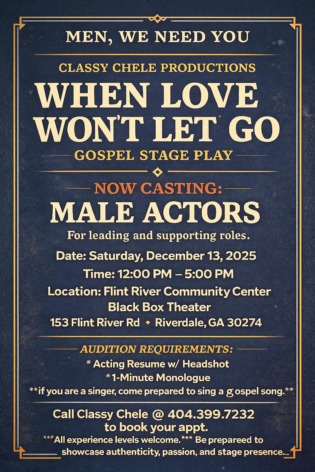 Actors in Georgia for Gospel Stage Play - Open Auditions