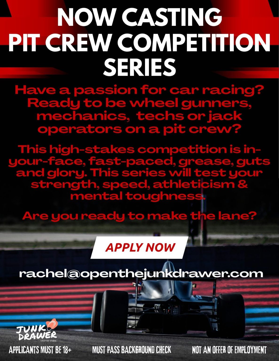 Casting Racing Fans Who Would Love A Chance To Join Pit Crew