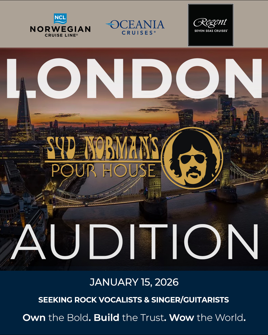 Cruise Line Performers Audition in London, UK