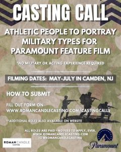 Paramount Movie "Little Falls" Open Call for Extras Camden, NJ