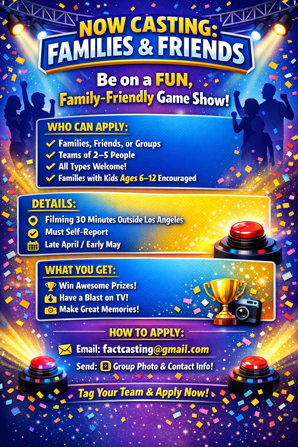 Casting Families in Los Angeles for Family Game Show